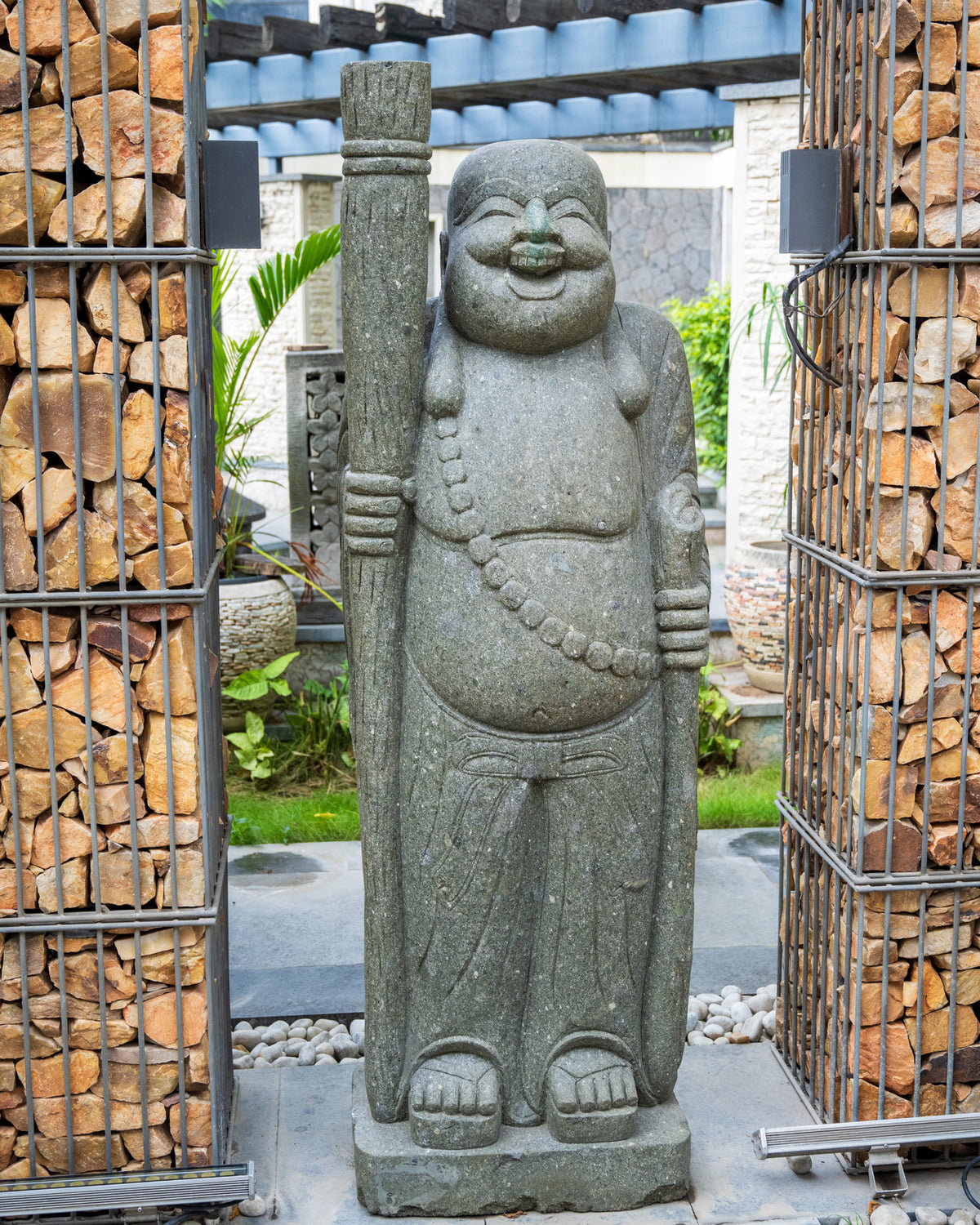 Happy monk elevated statue– LandscapeStudio